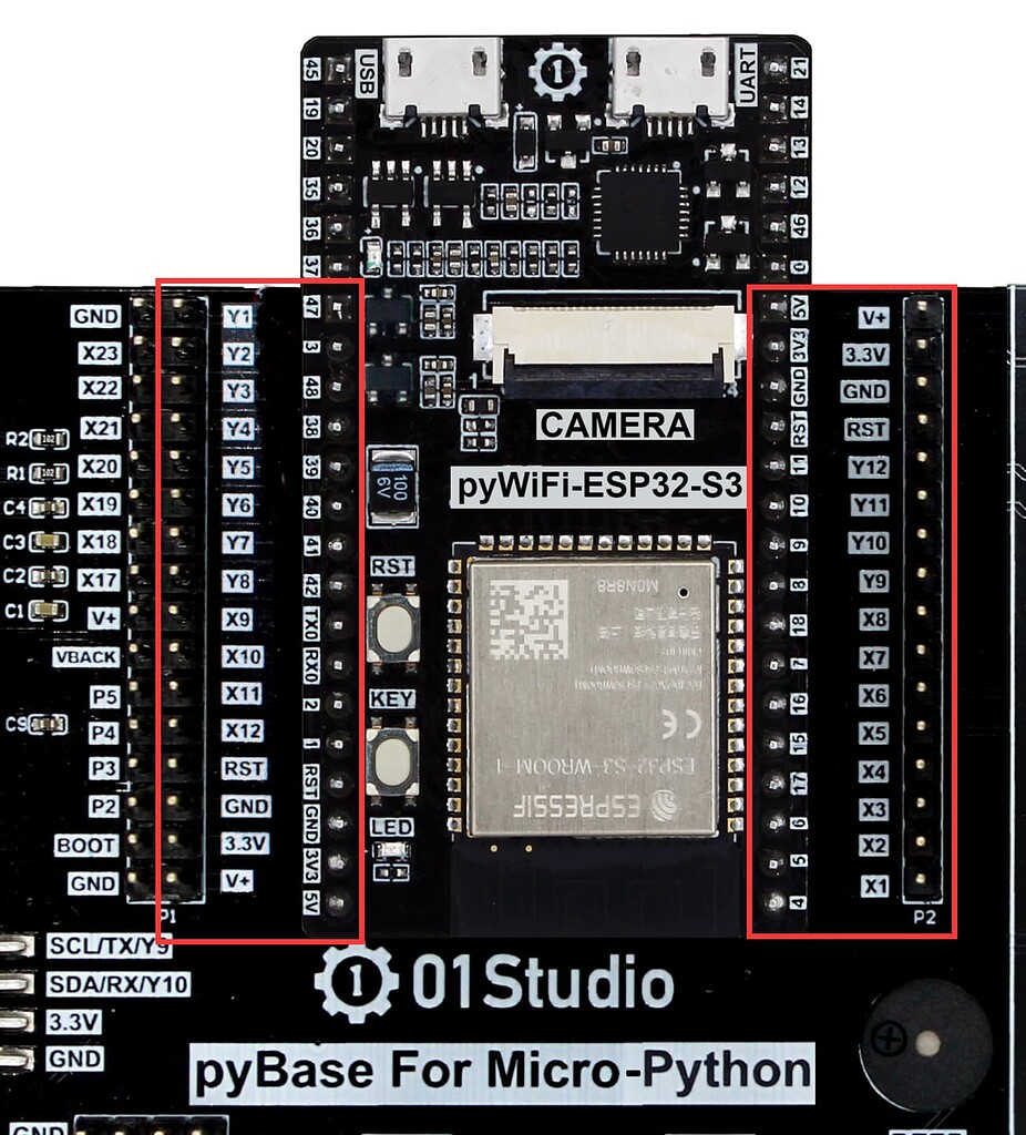 pyWiFi-ESP32-S3与pyBase底板引脚对应关系说明 - MicroPython - 01科技 | 01Studio